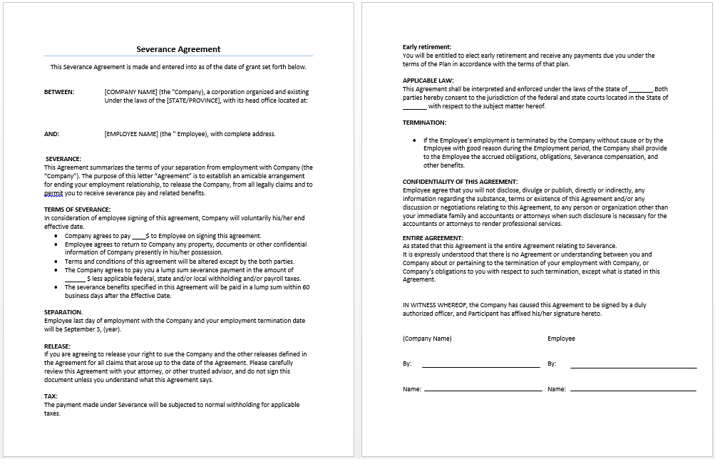 Severance Negotiation Letter Sample California Severance Agreement Severance Negotiation Letter Sample California Severance Agreement